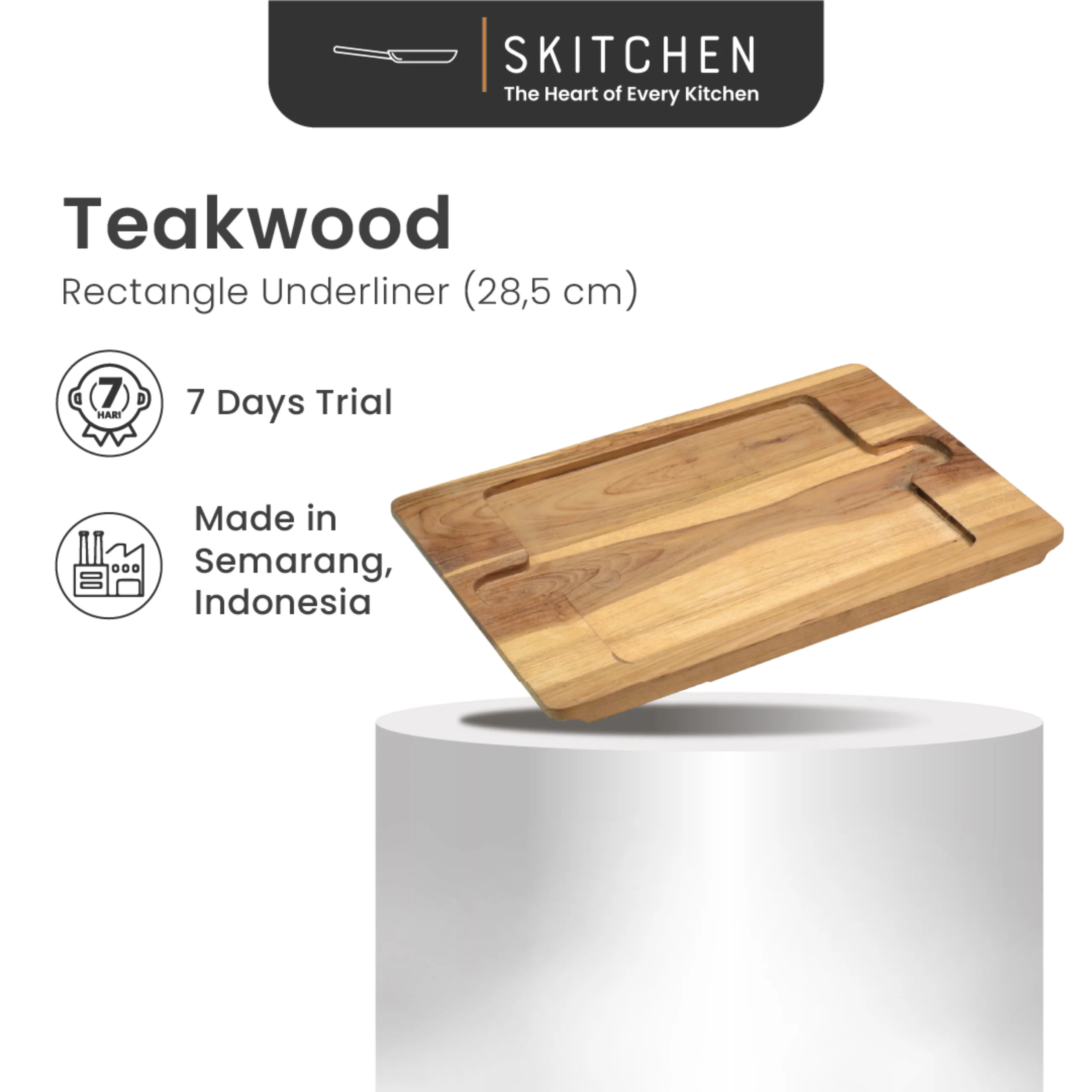 Teak Wood Rectangle Underliner (28.5 cm) | @skitchen_idn